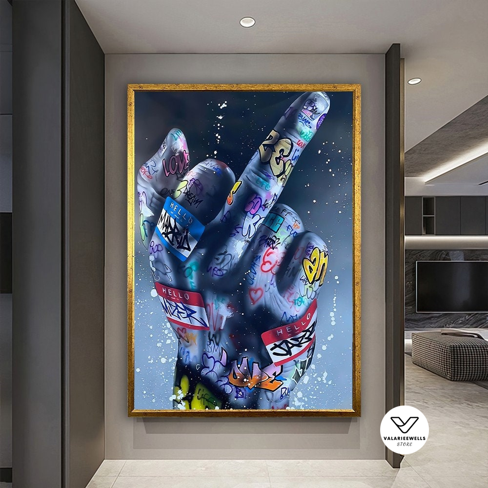 Middle Finger Graffiti, Middle Finger Canvas Art, Middle Fin | Inspire ...