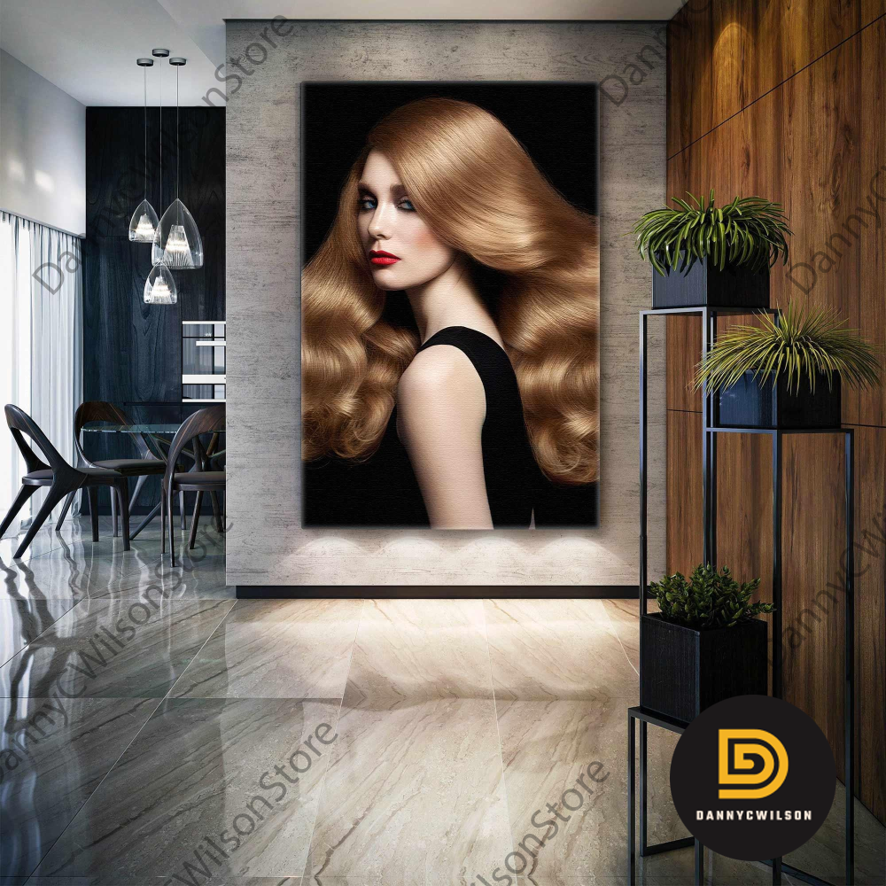 Blonde Hair Wall Art, Hairdresser Wall Decor, Red Lipstick C - Inspire ...