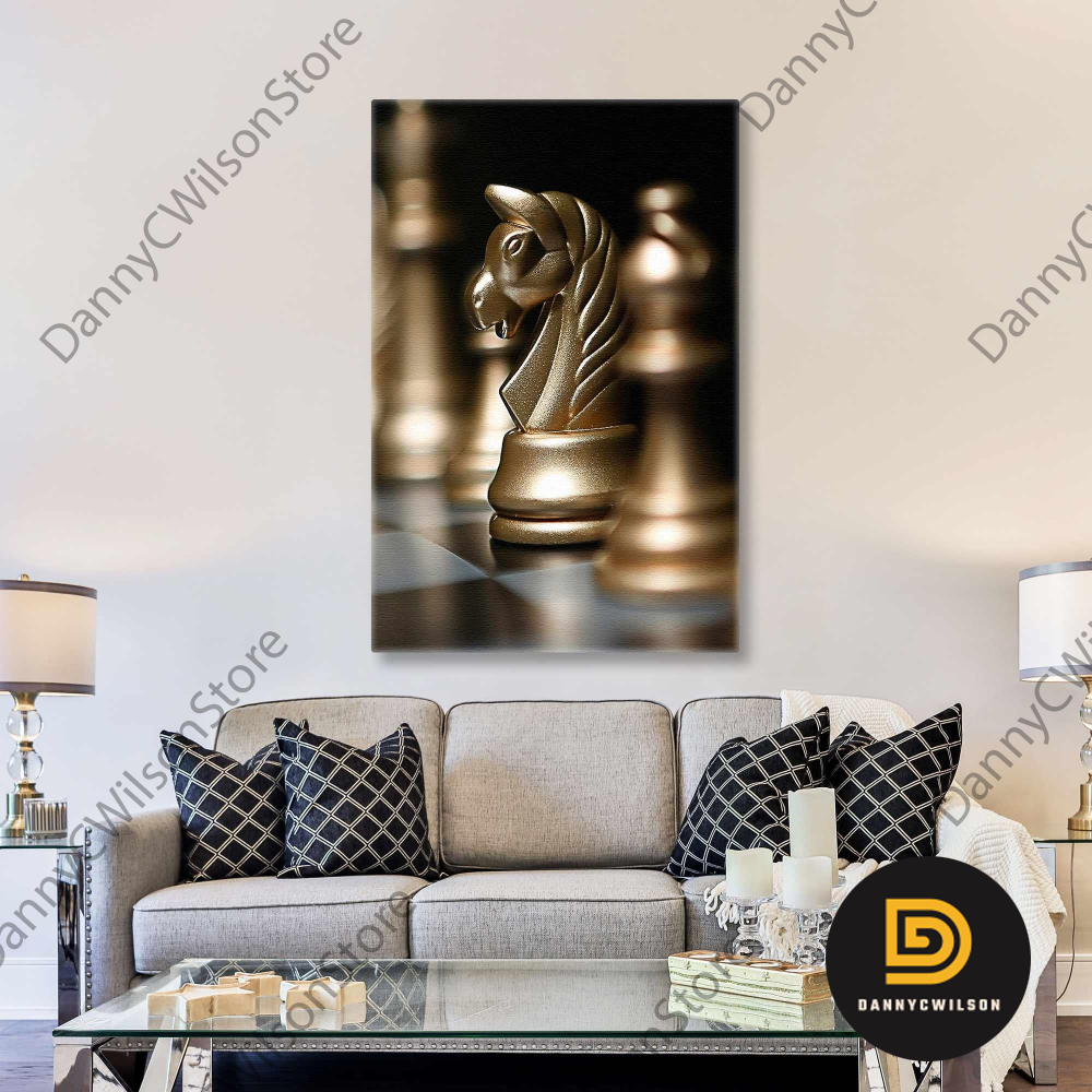 Chess Wall Art, Modern Wall Decor, Gold Horse Wall Decor, Ch - Inspire ...