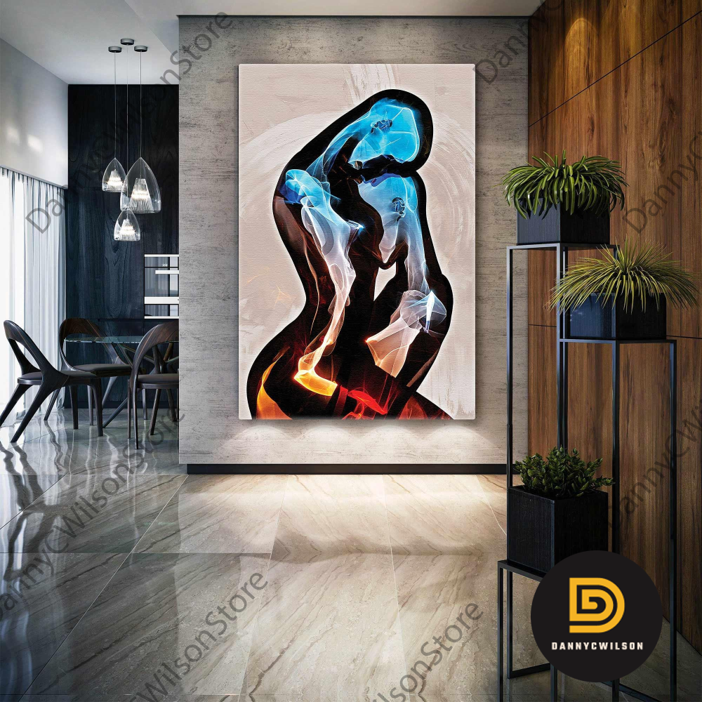 Love Wall Art, Hugging Lover Wall Decor, Abstract Canvas Art | Inspire Uplift