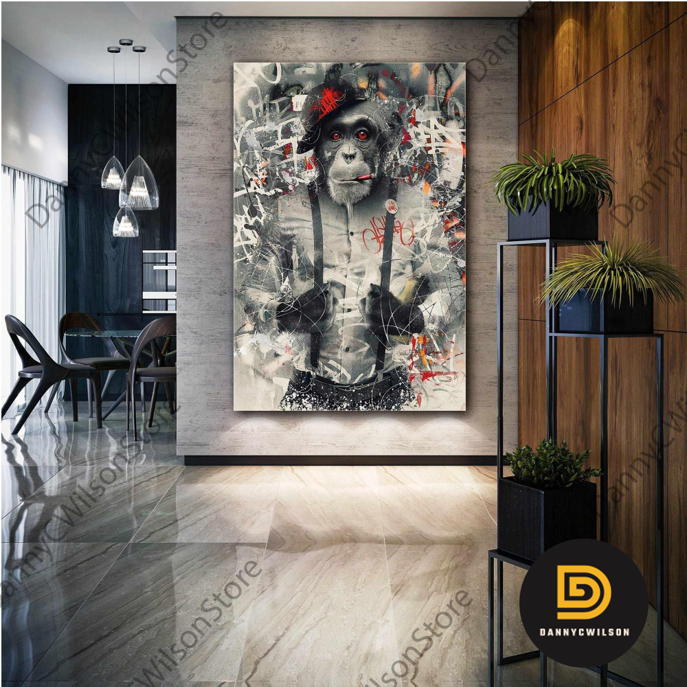 Monkey Wall Art, Suit Canvas Art, Street Art Wall Decor, Rol | Inspire ...