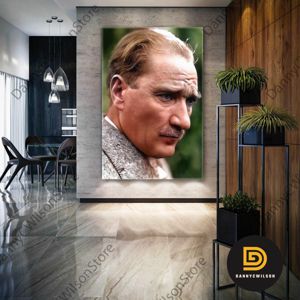 Mustafa Kemal Ataturk, Colored Portrait Wall Art, Turkiye Wa - Inspire ...