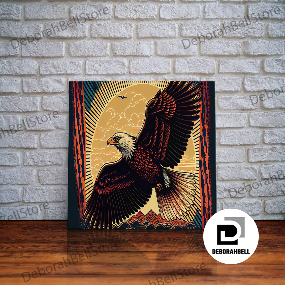 Framed Canvas Ready To Hang, Bald Eagle Mural Art, Framed Ca - Inspire ...
