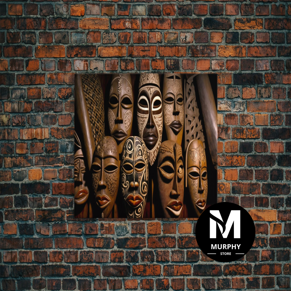 Decorative Wall Art, African Traditional Masks Framed Canvas | Inspire ...