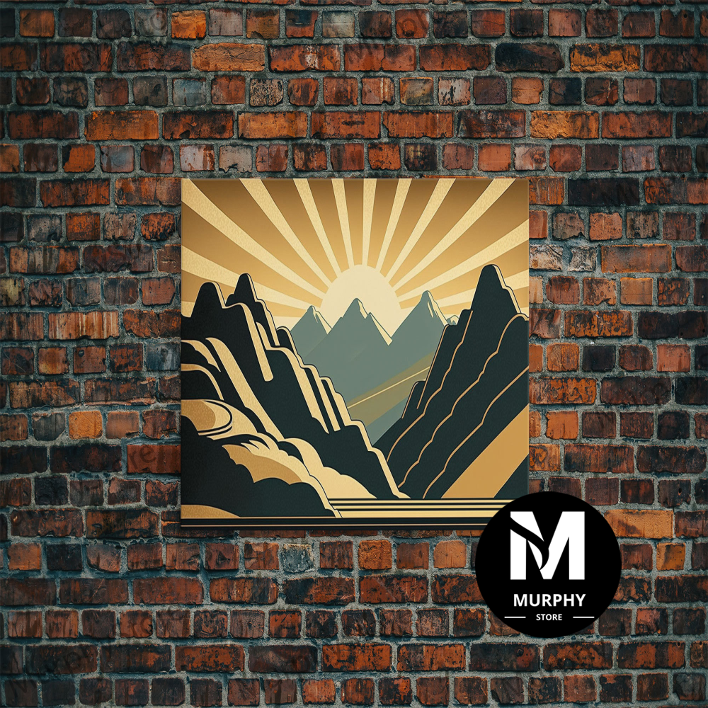 Decorative Wall Art, Art Deco Style Mountain Landscape At Su | Inspire ...