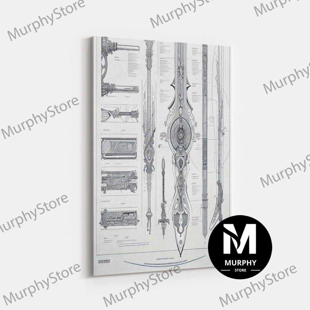 Decorative Wall Art, Elven Weapons, Fantasy Weapon Diagram, | Inspire ...