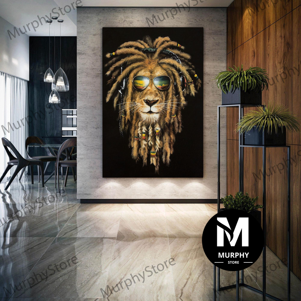 Braided Lion Wall Art, Music Canvas Art, Modern Room Wall De - Inspire ...