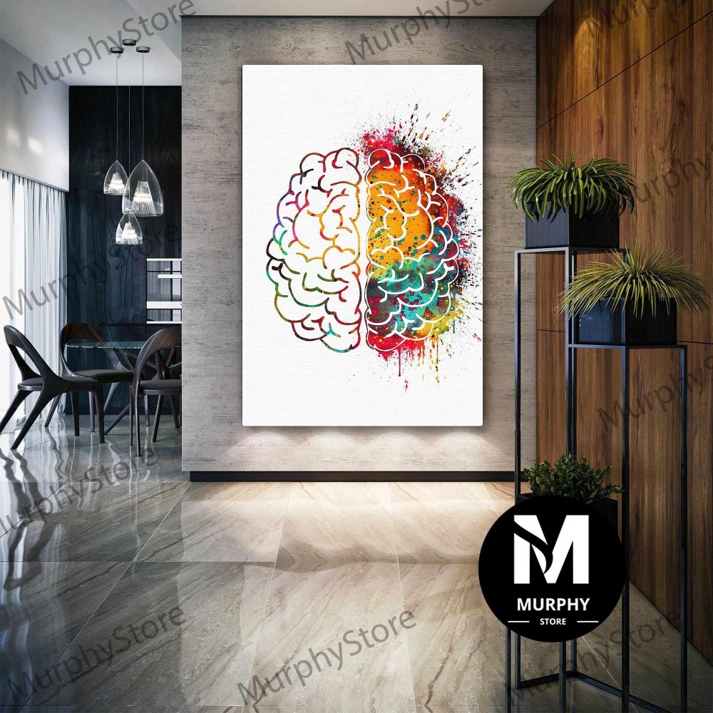 Brain Wall Art, Neurology Canvas Art, Colorful Wall Decor, R | Inspire ...