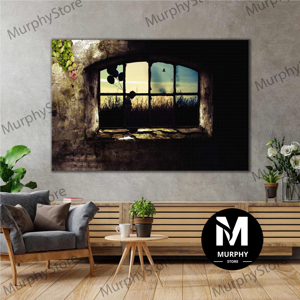 Child In Glass Window To Freedom Iron Railing Roll Up Canvas | Inspire Uplift