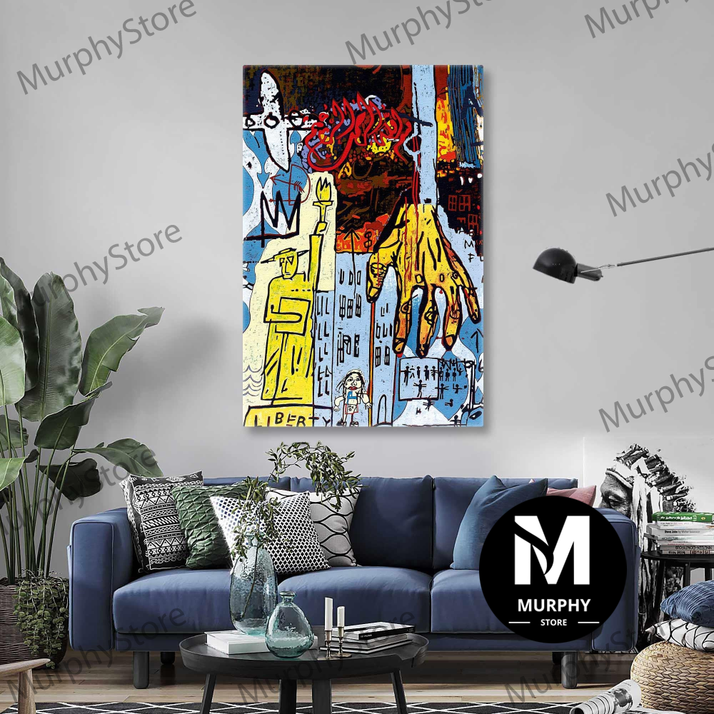 Cityscape Jean-Michel Basquiat Style Abstract Roll Up Canvas | Inspire Uplift