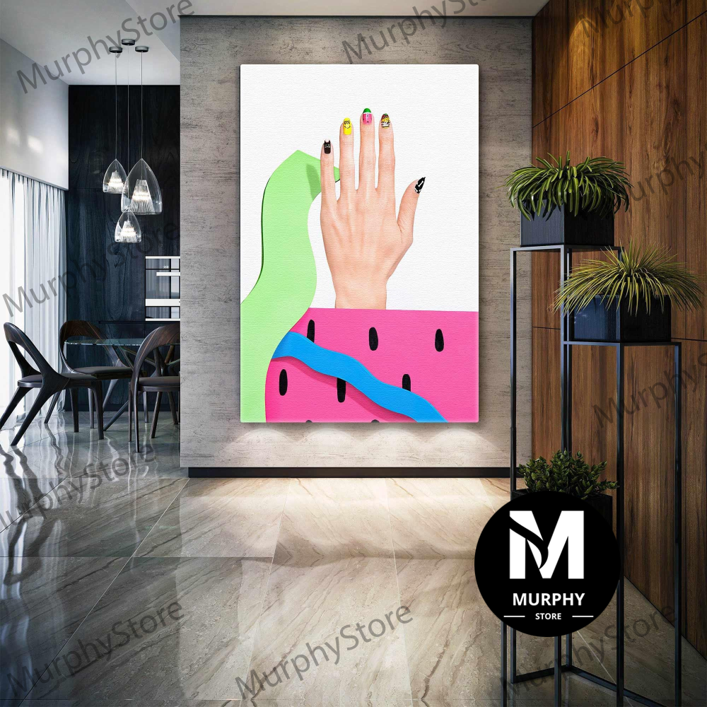 Colorful Nails Wall Art, Nail Art Wall Decor, Roll Up Canvas | Inspire ...