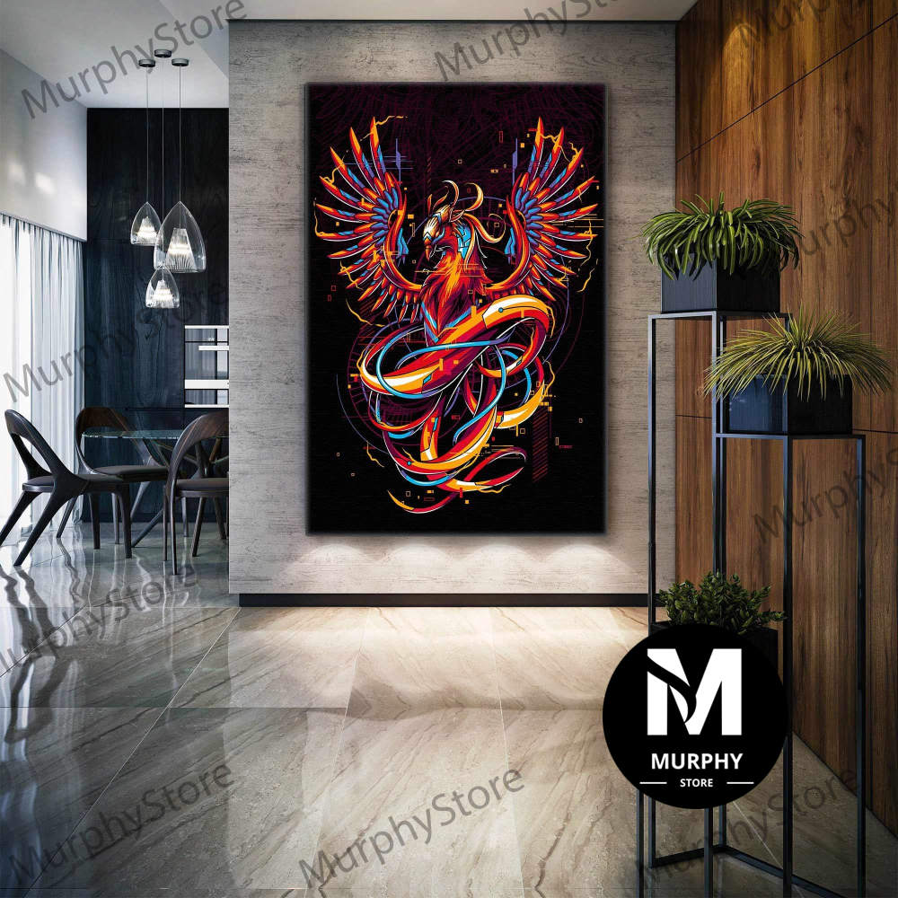 Colorful Wall Art, Phoenix Wall Decor, Modern Room Wall Deco | Inspire ...