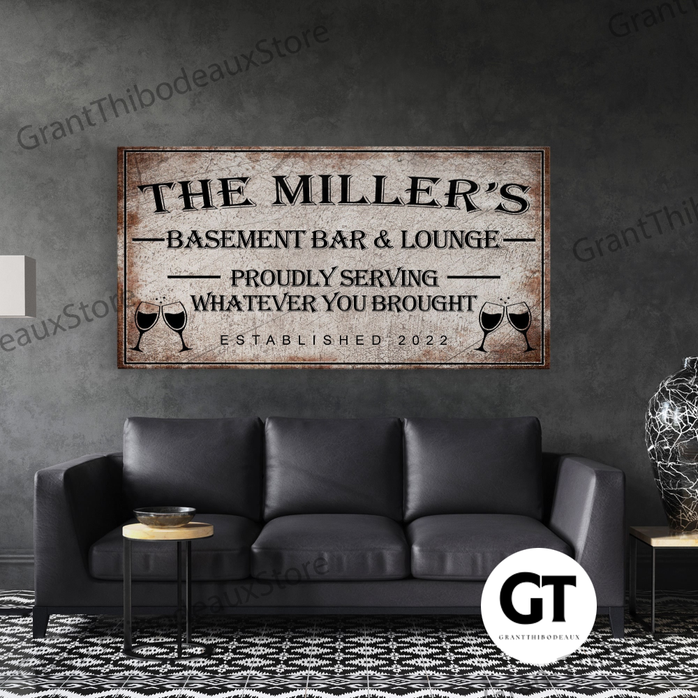 Basement Bar And Lounge Sign Proudly Serving Whatever You Br - Inspire ...