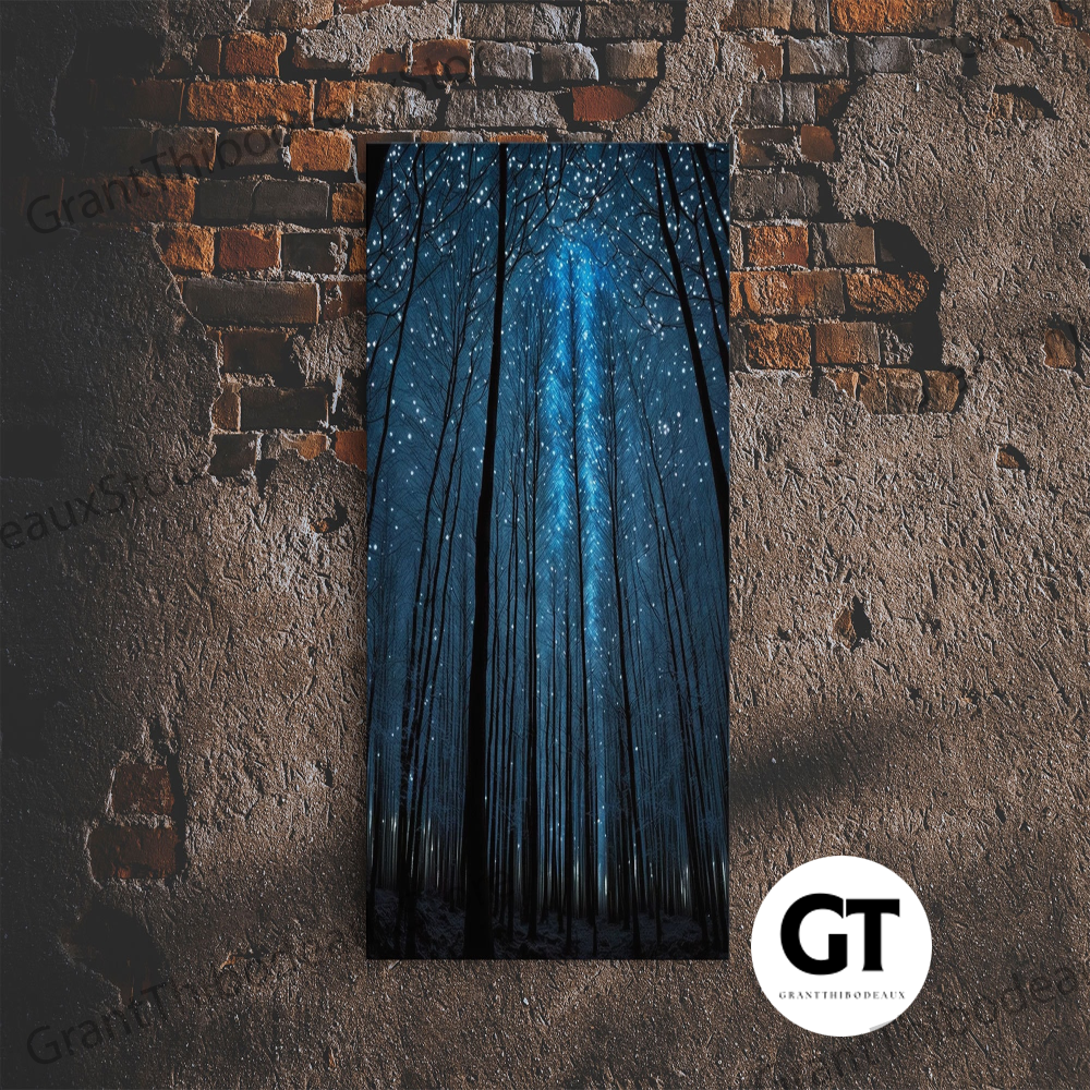 Birch Tree Forest At Night, Starry Night Sky, Framed Decorat | Inspire ...