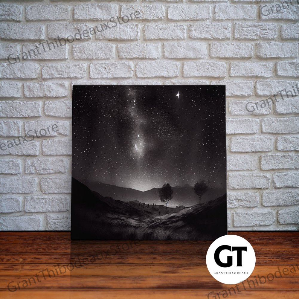 Black And White Watercolor Of A Starry Night Sky Over The Pl | Inspire ...