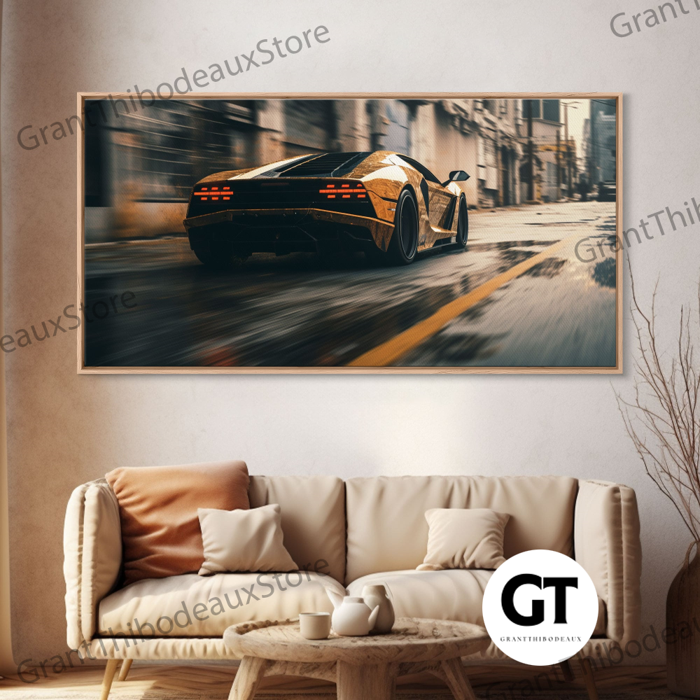 Cool Supercar Art, Framed Decorative Wall Art, Cyberpunk Spo - Inspire ...