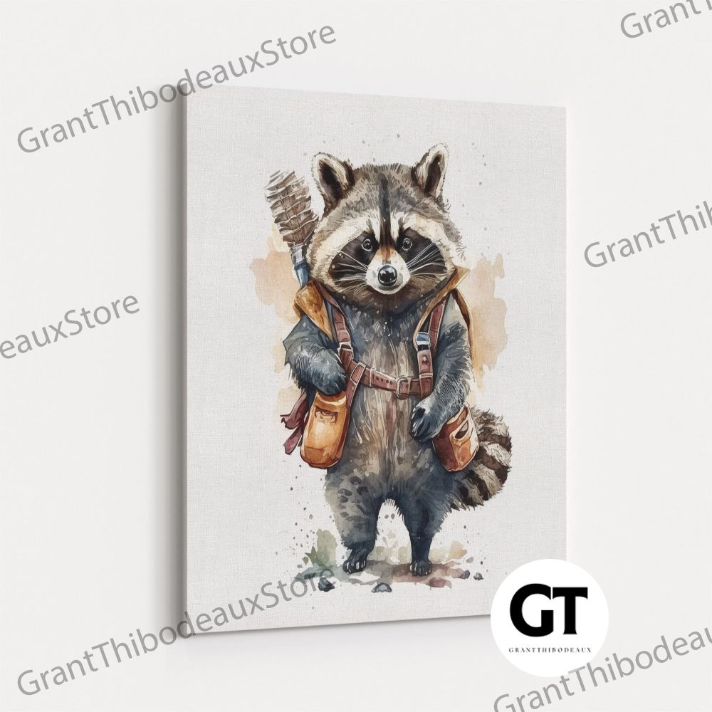 Cute Cartoon Racoon, Trash Panda Art, Framed Decorative Wall | Inspire ...