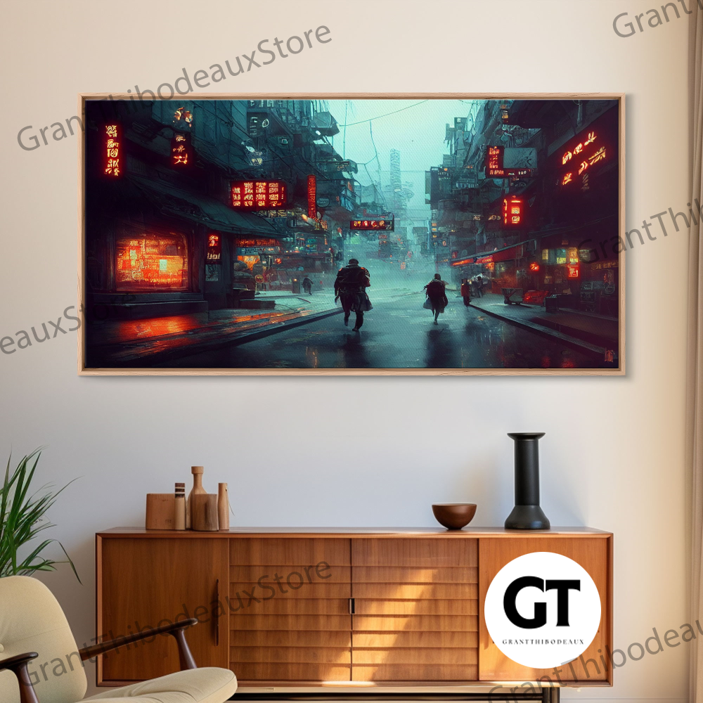 Cyberpunk City, Bladerunner Vibes Dystopian Cityscape, Wall - Inspire ...