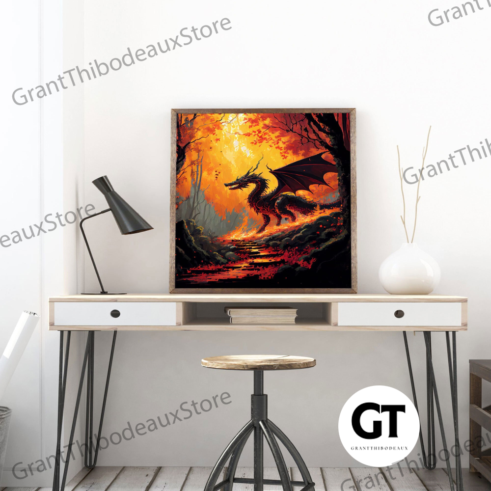 Dragon Standing In A Burned Forest, Fantasy Art, Fine Art Po | Inspire ...