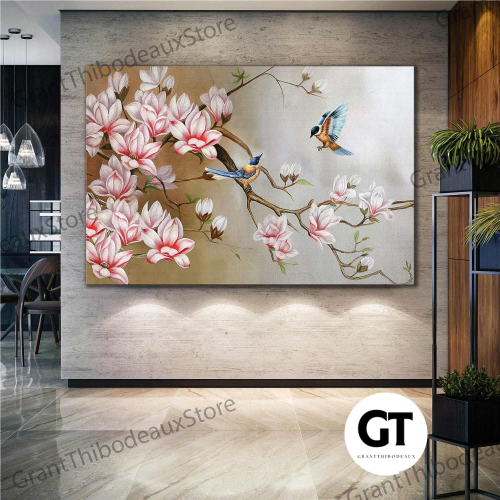 Flower With Docorative Oil Painting Effect Modern Bird On Br - Inspire ...