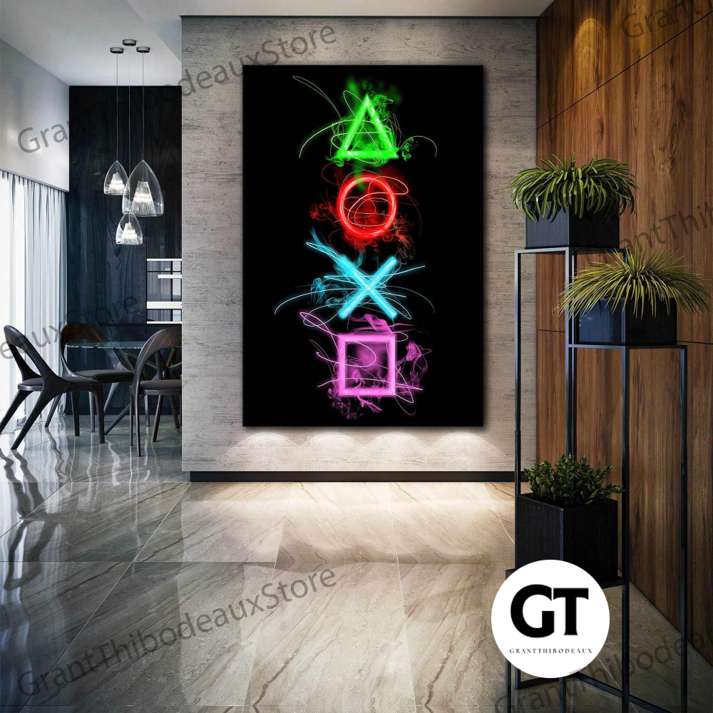 Gamer Painting Wall Art, Roll-Up Canvas Wall Decor, Wall Art | Inspire ...