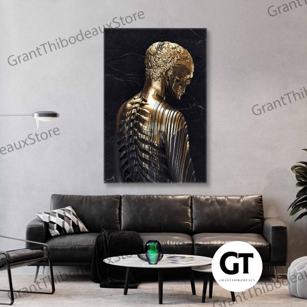 Gold Skeleton Wall Art, Modern Wall Decor, Skeleton Canvas A | Inspire ...
