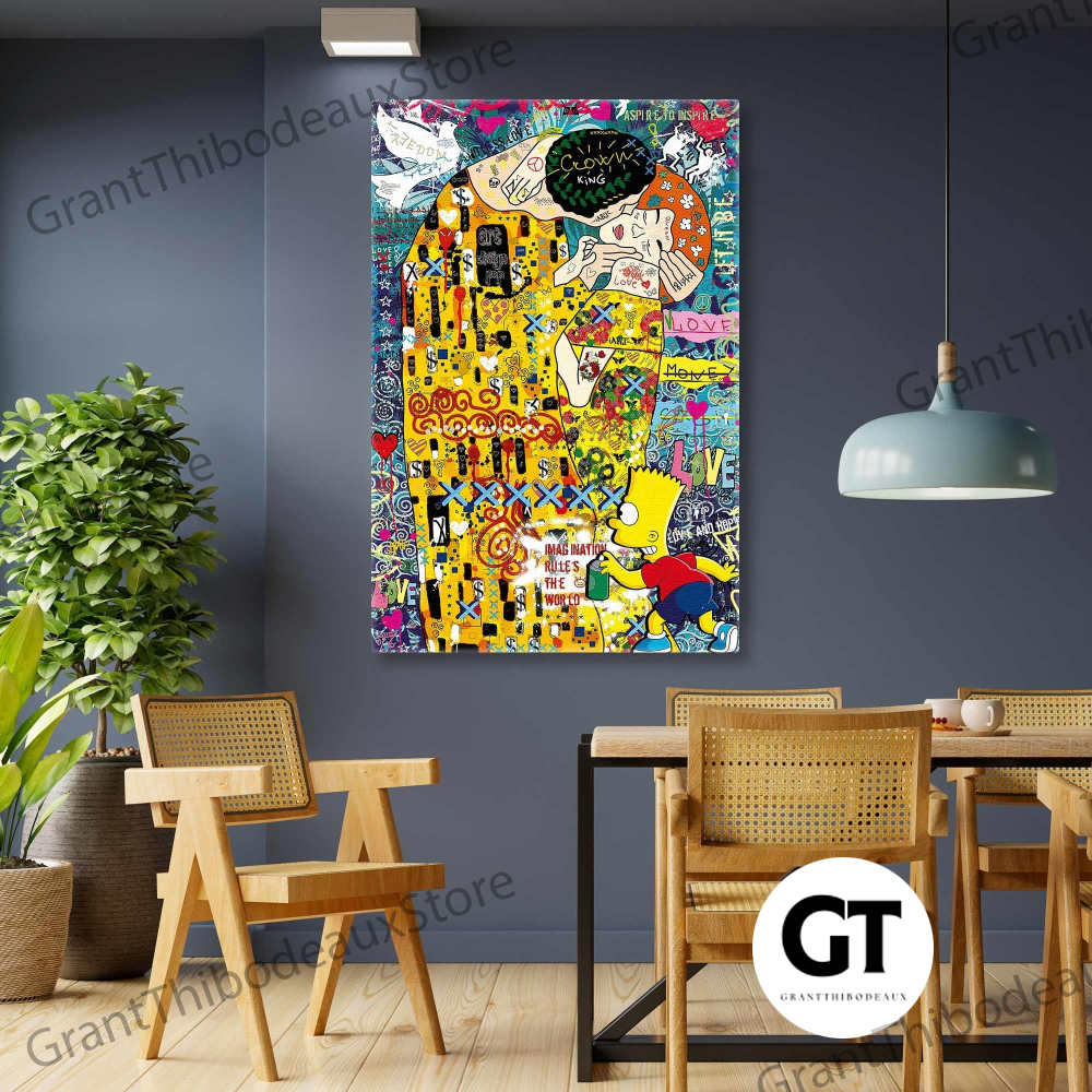 Gustav Klimt Kiss Painting Graffiti Roll Up Canvas, Stretche - Inspire ...