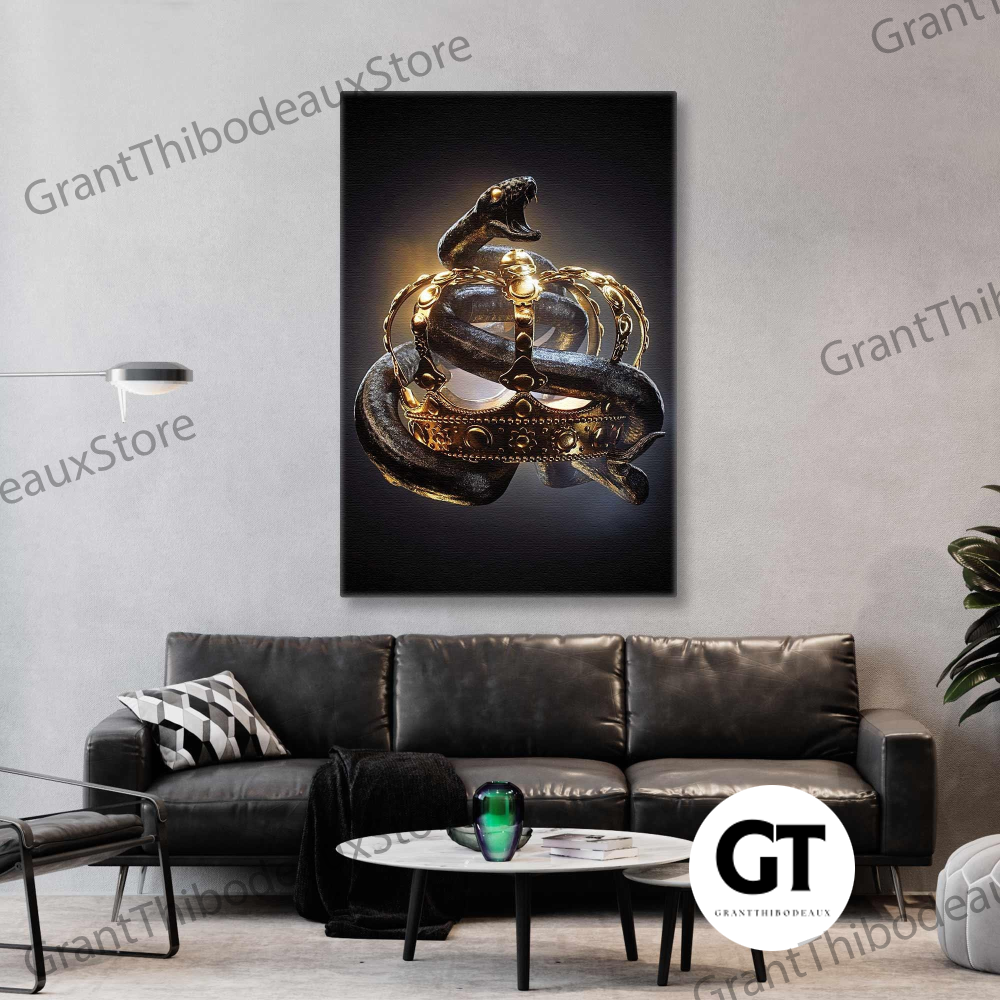 King Wall Art, Snake Canvas Art, Gold Crown Wall Decor, Roll - Inspire ...