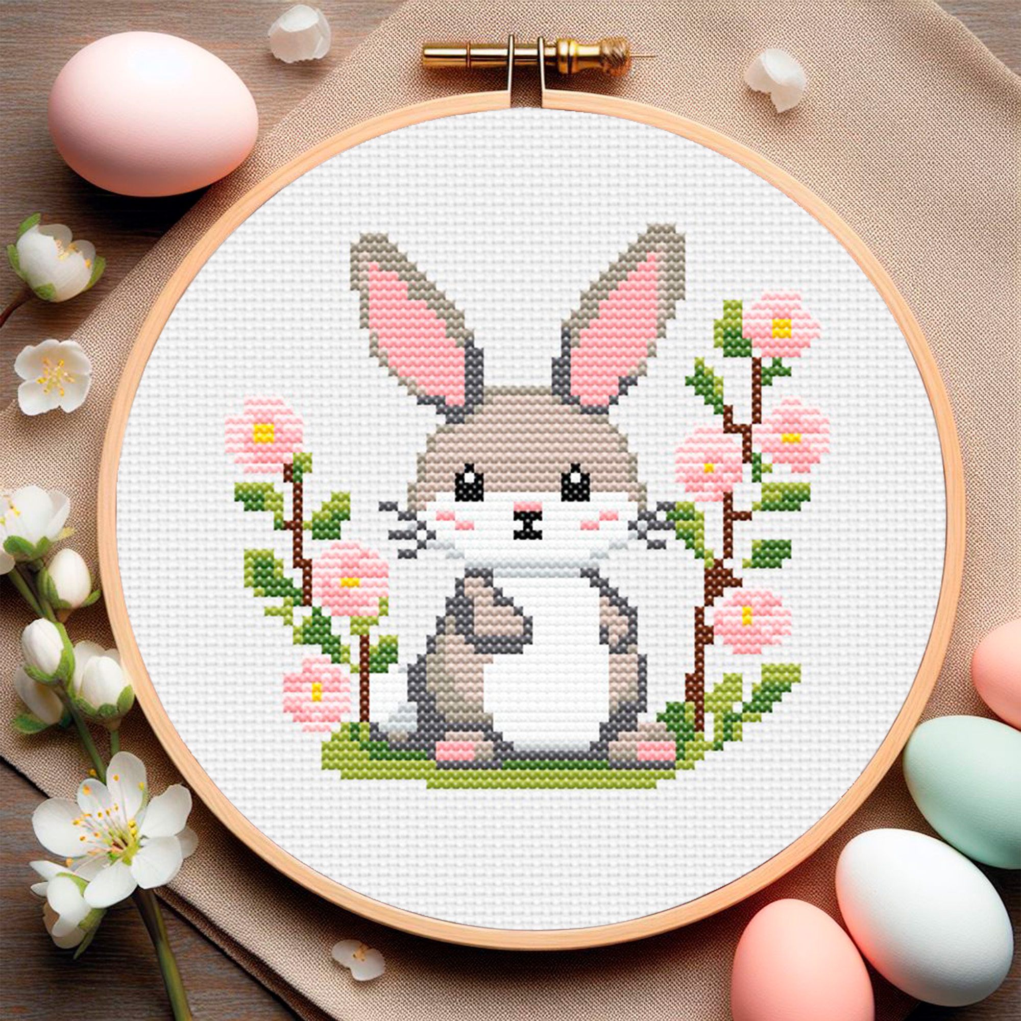 Rabbit in Rosy Reverie Cross Stitch Pattern PDF Instant Down - Inspire ...
