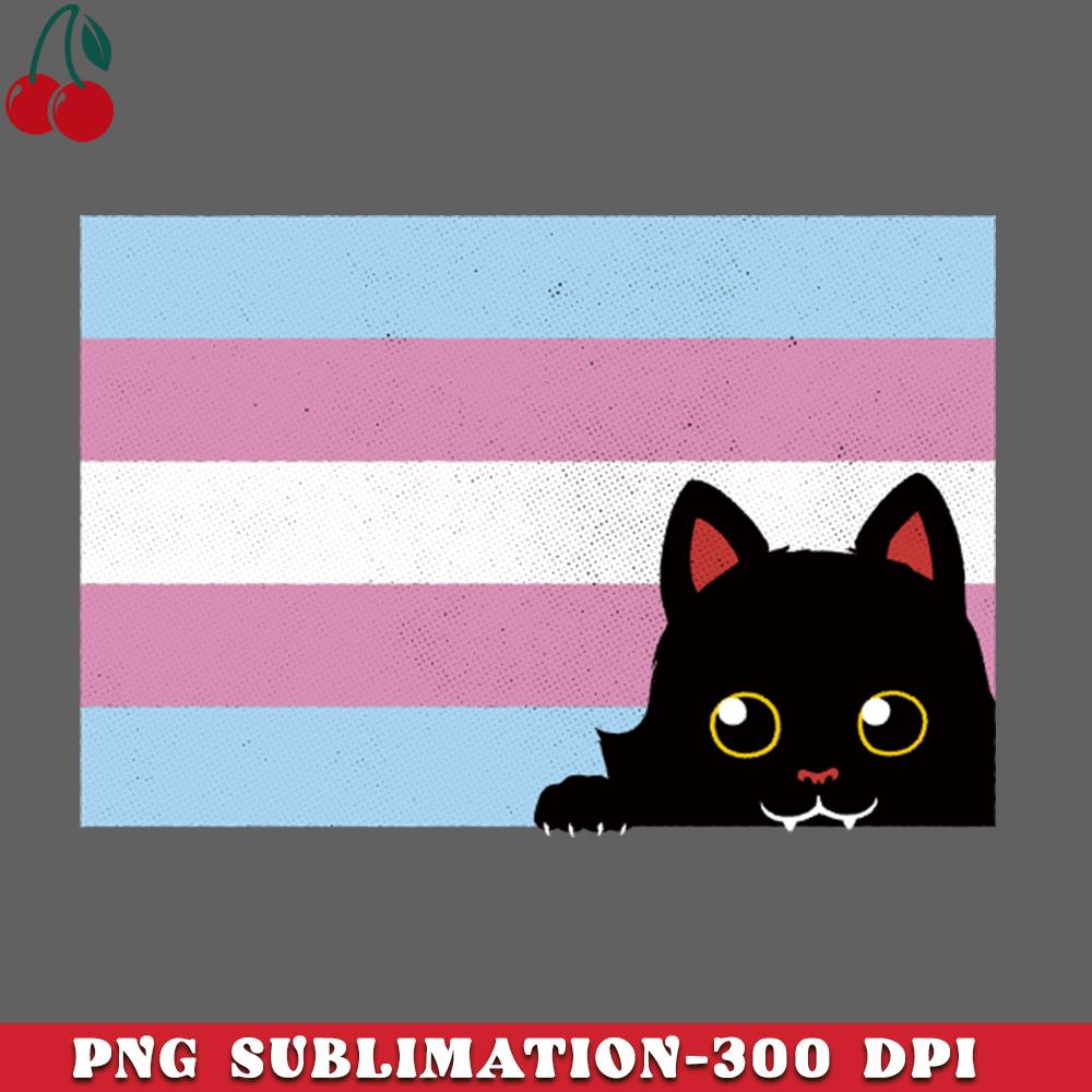 Peeking Cat Trans Flag by Tobe Fonseca PNG Download | Inspire Uplift