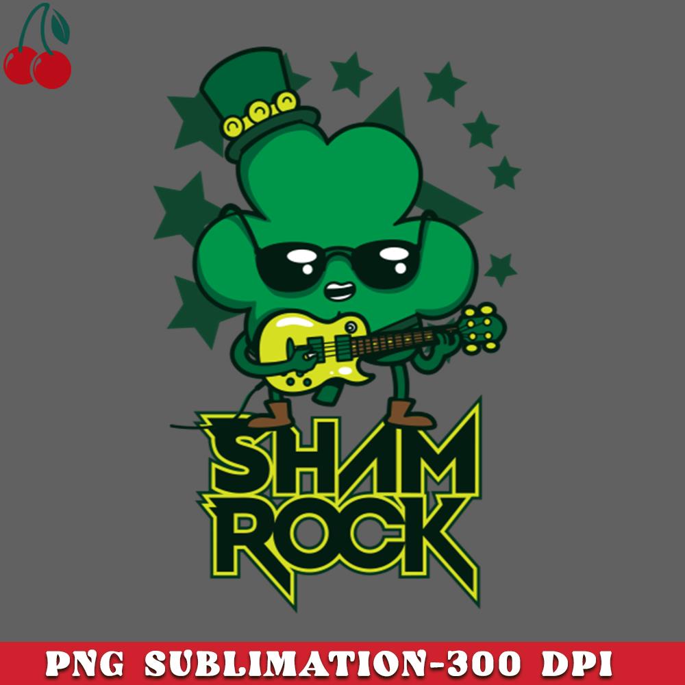 Saint Patricks Day Cute Kawaii Rocker Guitarist Shamrock PNG | Inspire ...