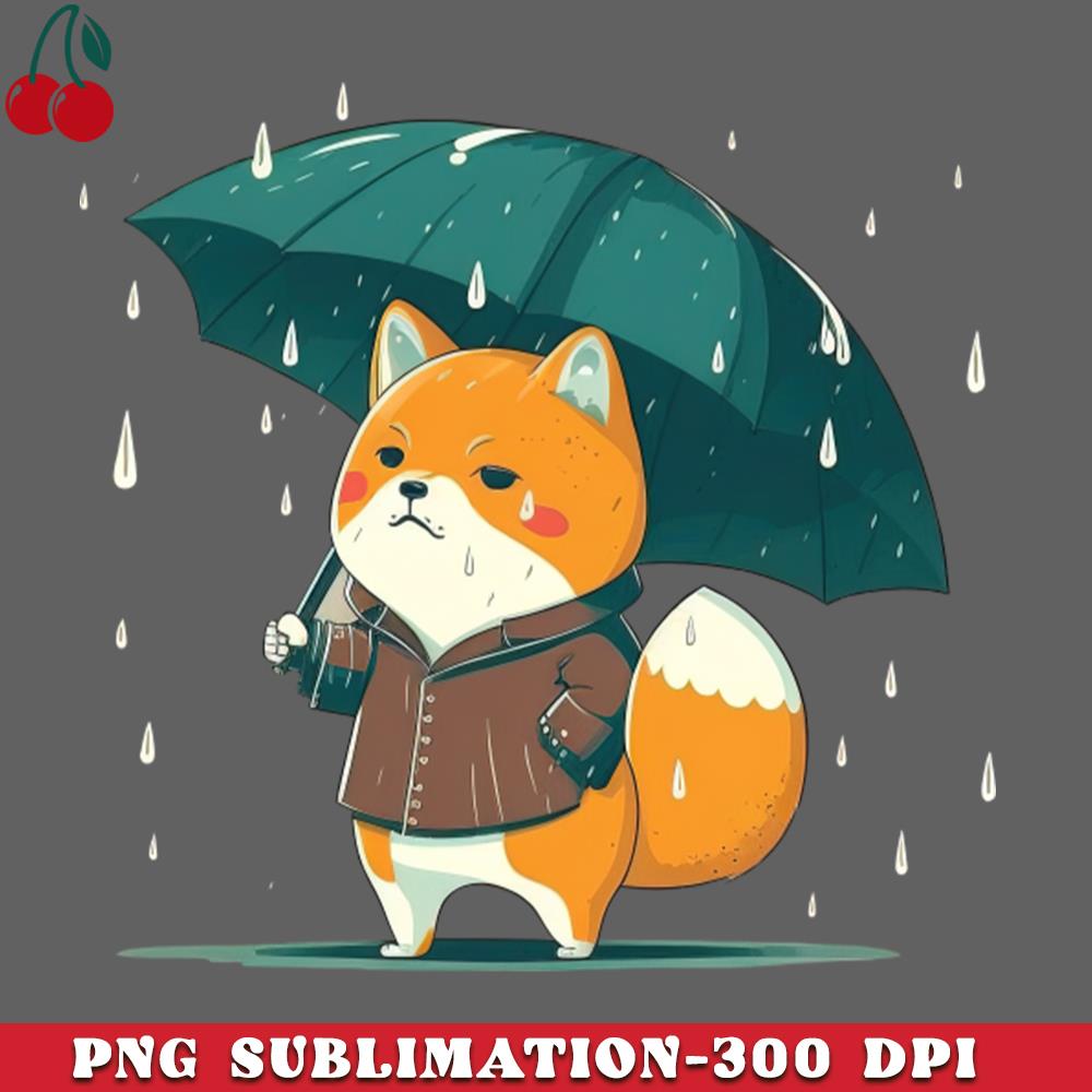 Shiba Inu In The Rain PNG Download - Inspire Uplift