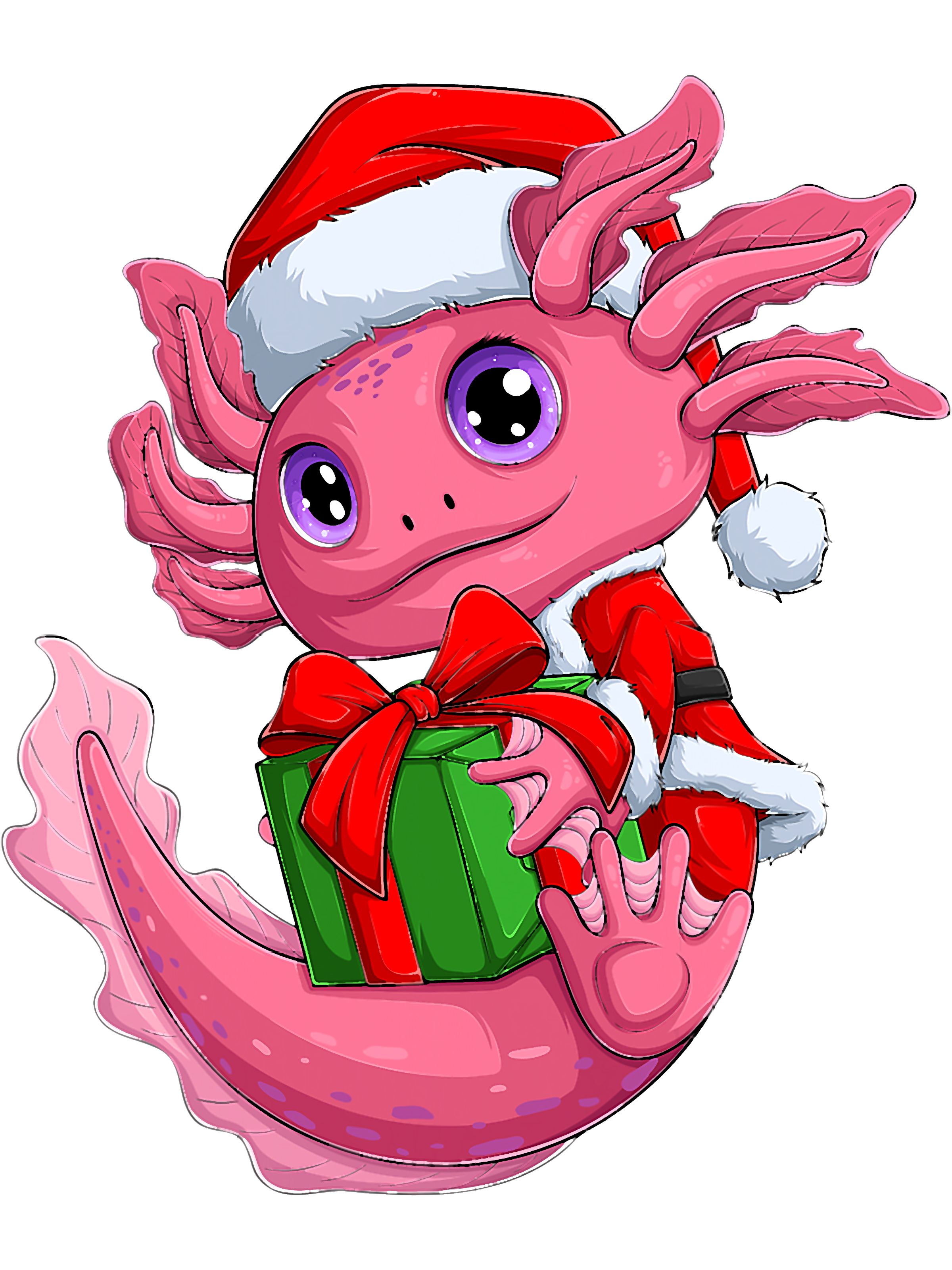 Axolotl Lover Christmas Axolotl Santa Hat Japanese Cute Anim | Inspire ...