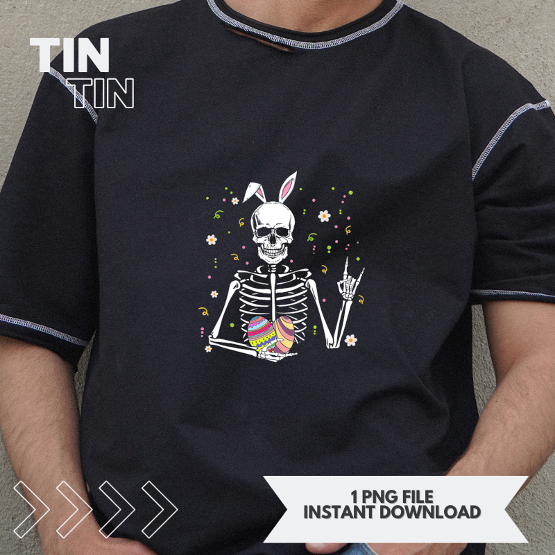 Easter Day Skull Skeleton Bunny Rock Hand Rocker Boys Girls - Inspire ...