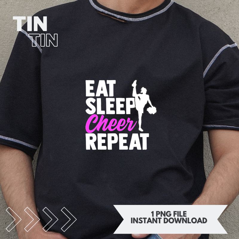 Eat Sleep Cheer Repeat Cheerleading Sports Life Routine | Inspire Uplift