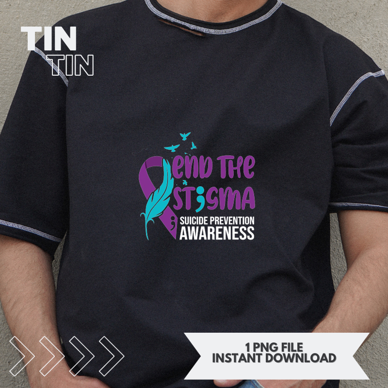 End The Stigma Suicide Prevention Awareness Ribbon | Inspire Uplift