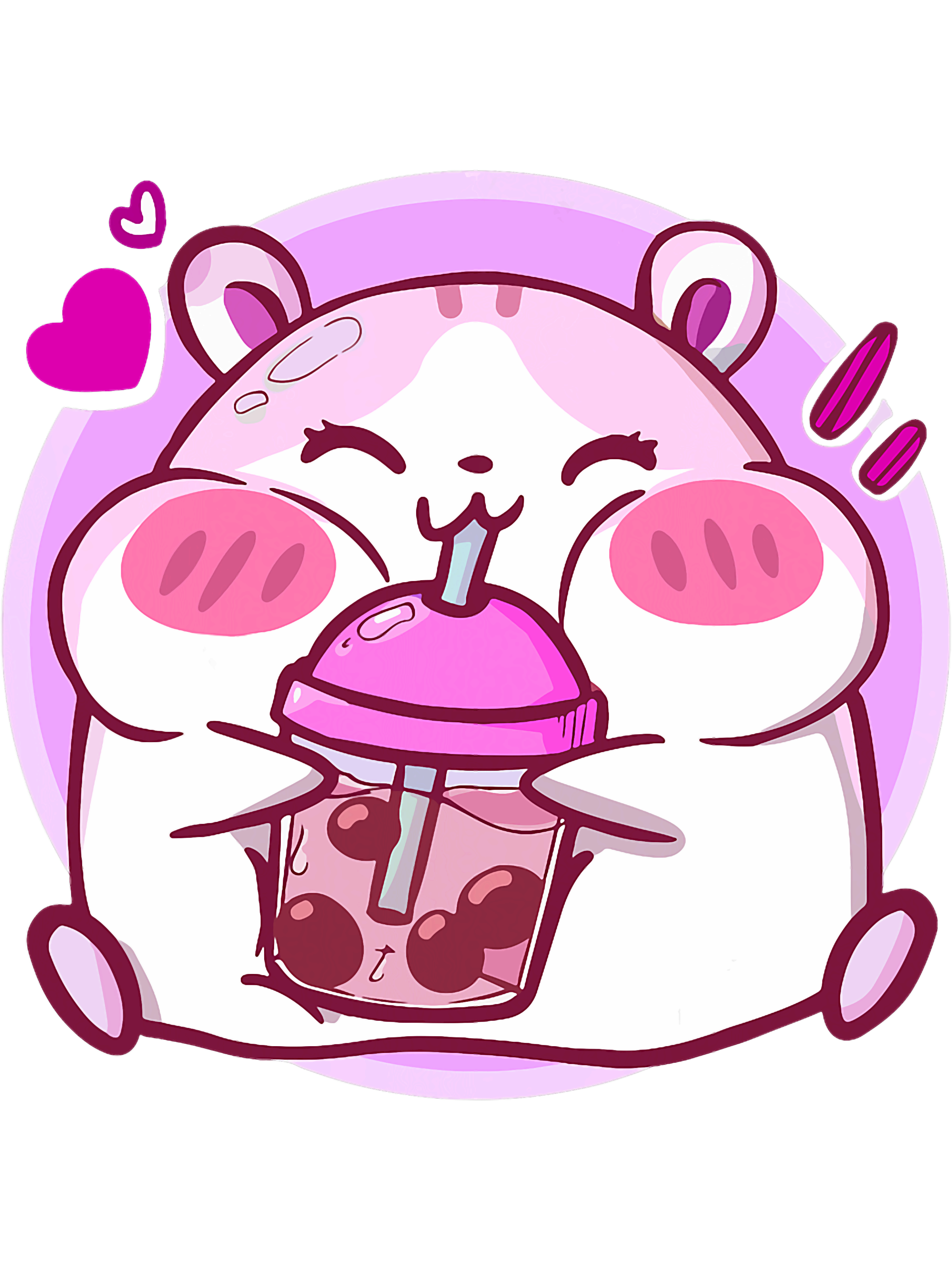 Cute pink Hamster Bubble Tea Kawaii Otaku Boba Tea Mouse PNG | Inspire ...