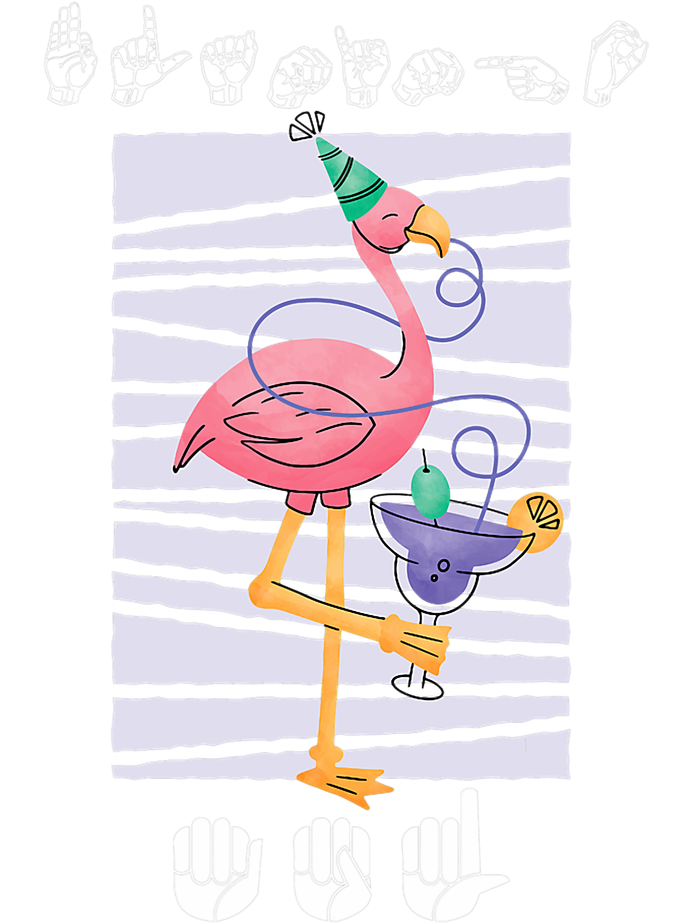 Retro Love Flamingo I Love You ASL American Sign Language PN | Inspire ...