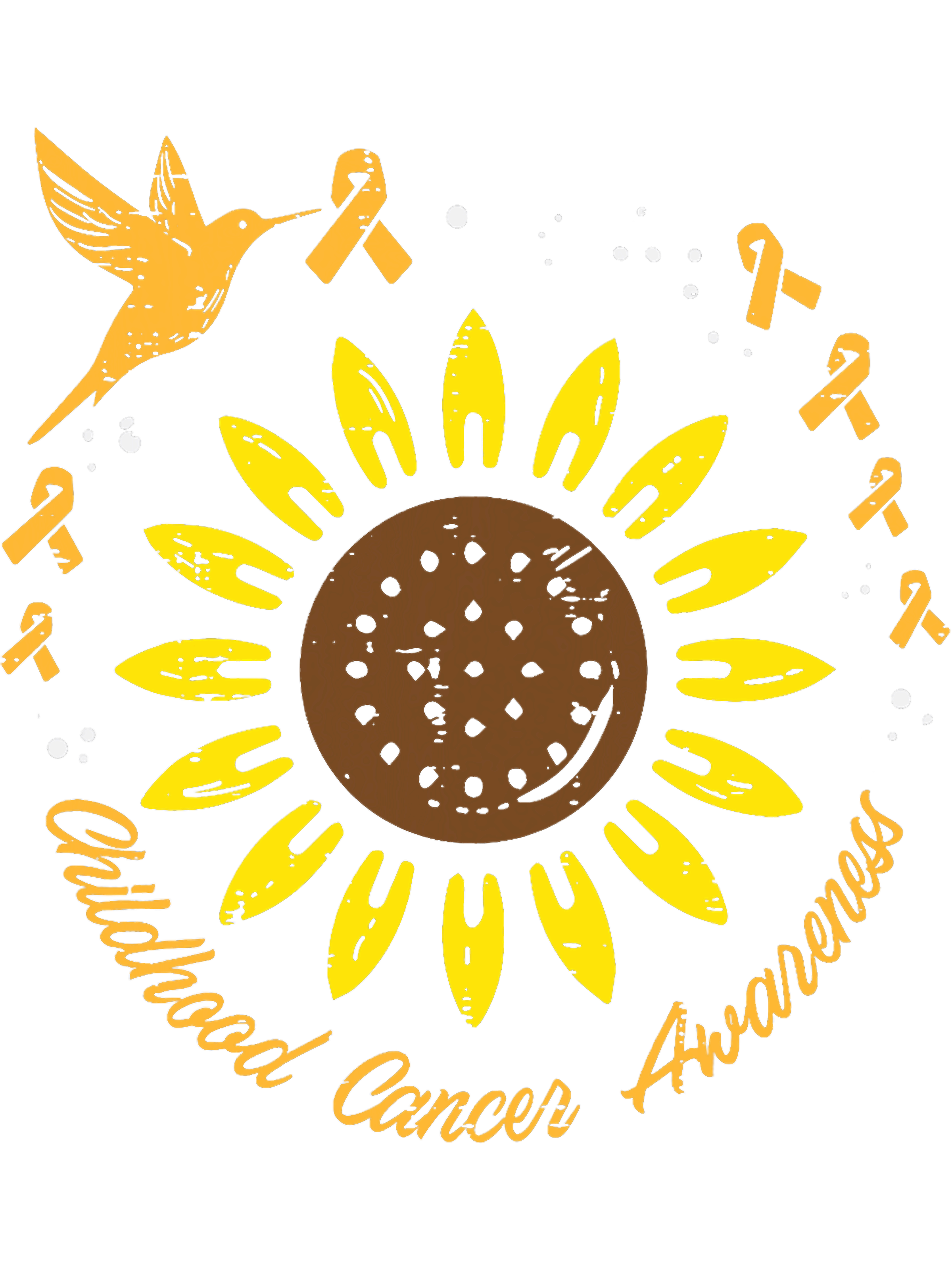 Sunflower Hummingbird Childhood Cancer Awareness Ribbon PNG | Inspire ...