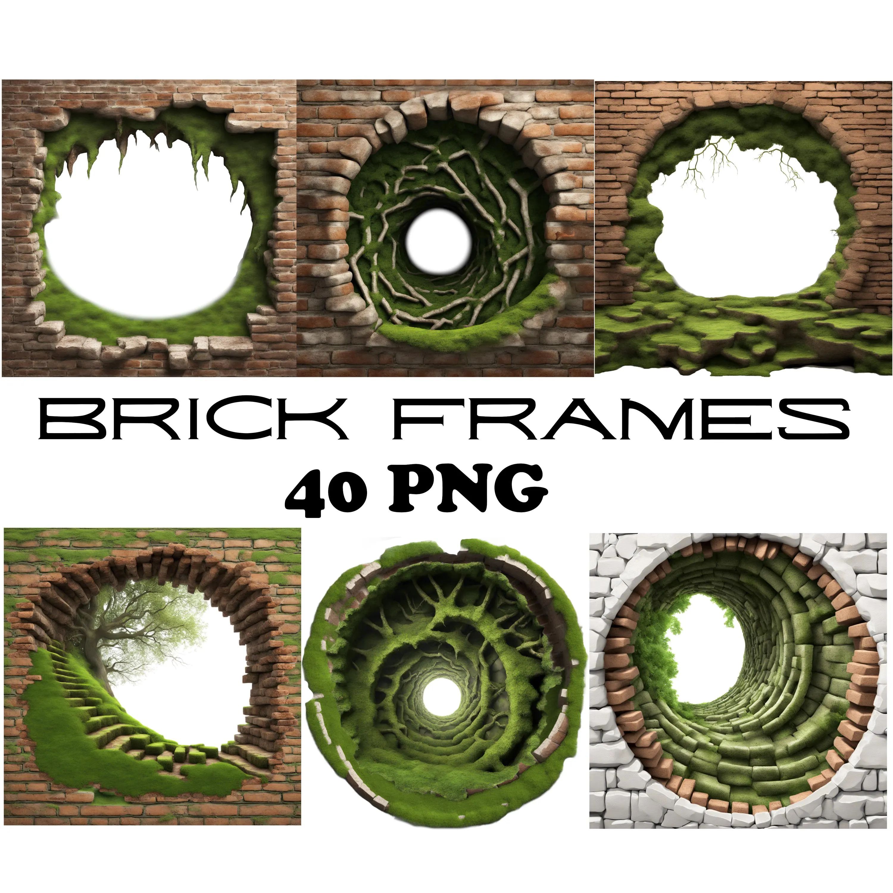 Mossy Bricks 3D Effect Hole Woodland Cave Border Frames PNG | Inspire ...