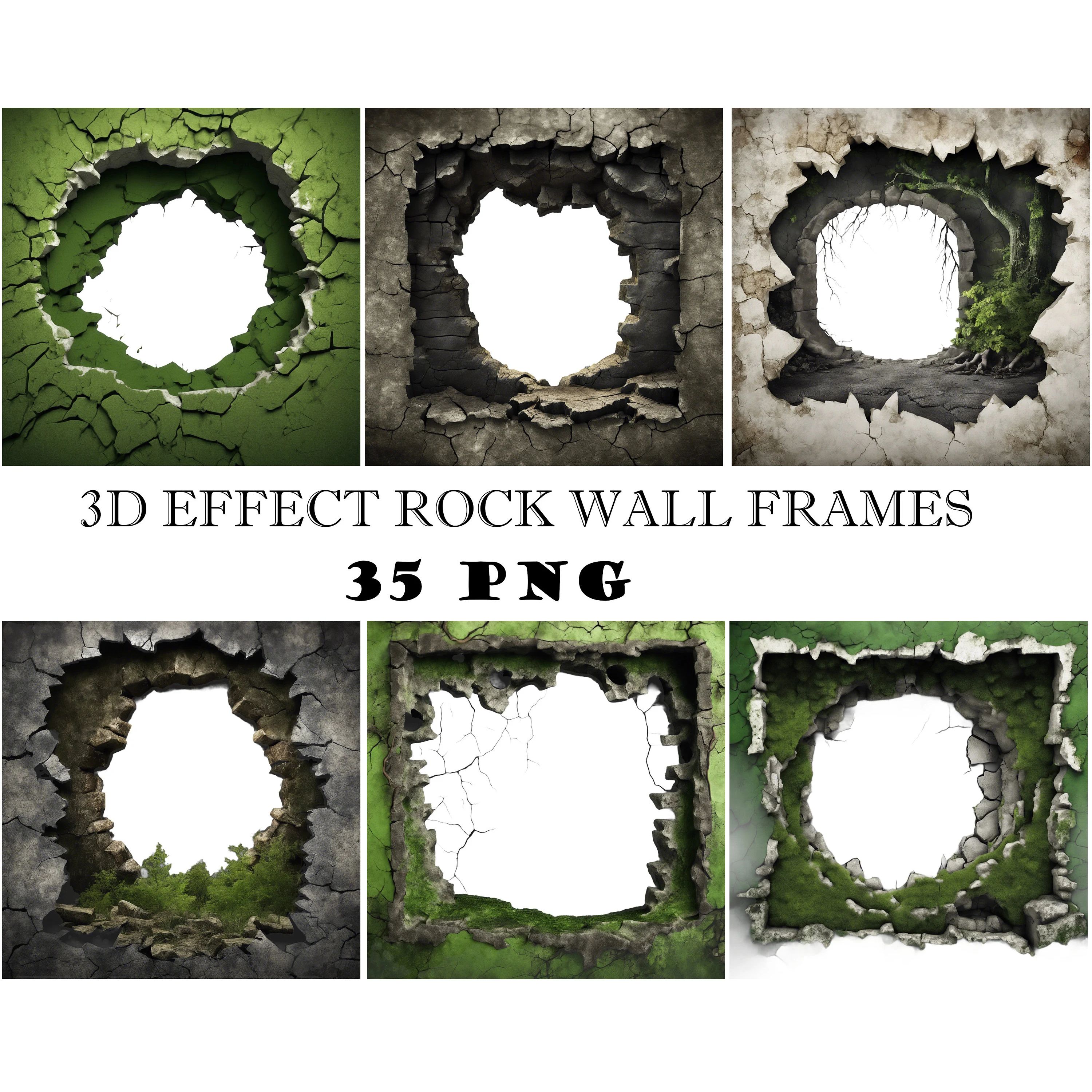 Breakthrough Wall Crack 3D Effect Border Frame Rock Cave Ent | Inspire ...