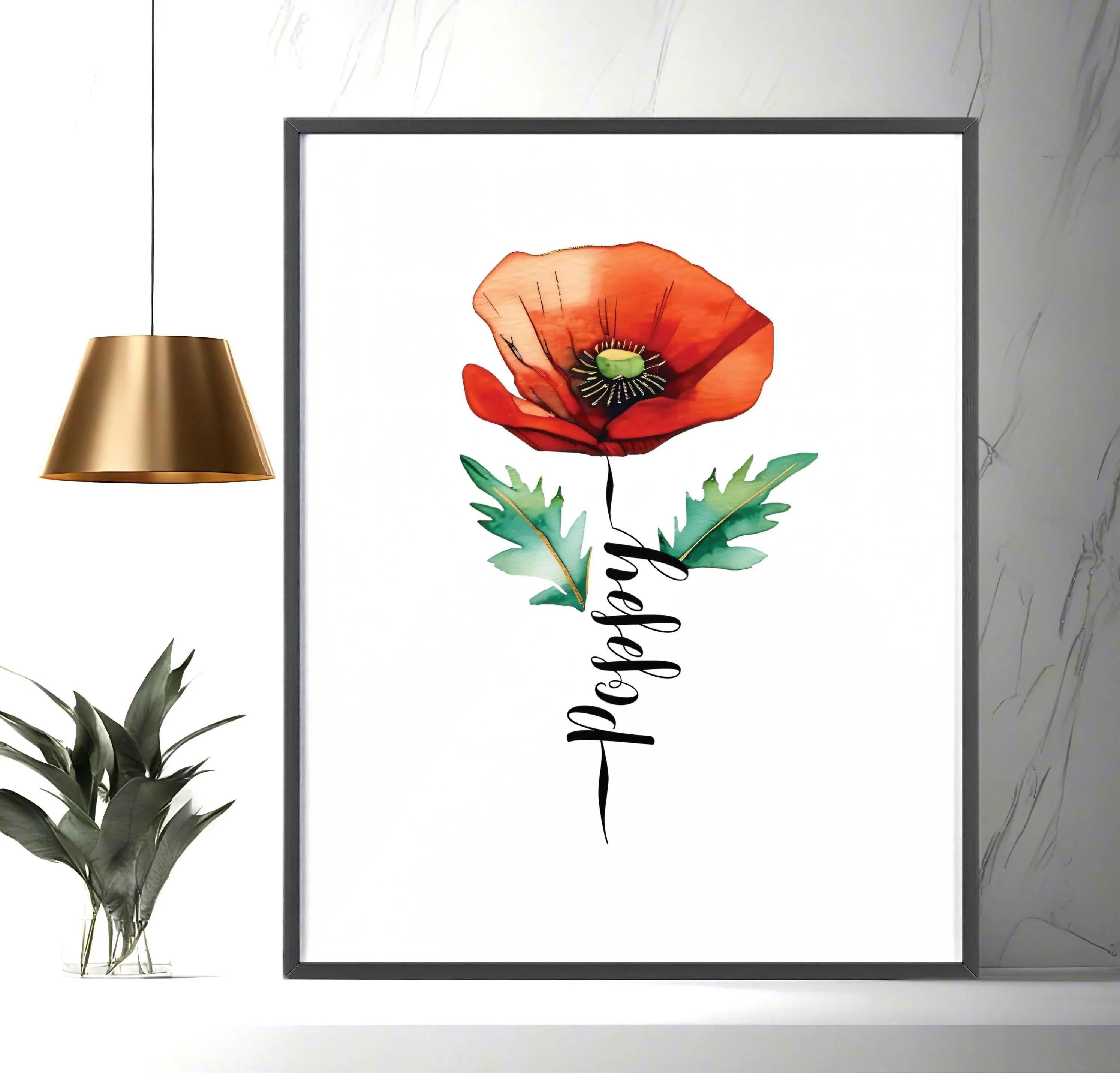 Poppy Flower Custom Name Digital Wall Art Print Poppy Flower | Inspire ...