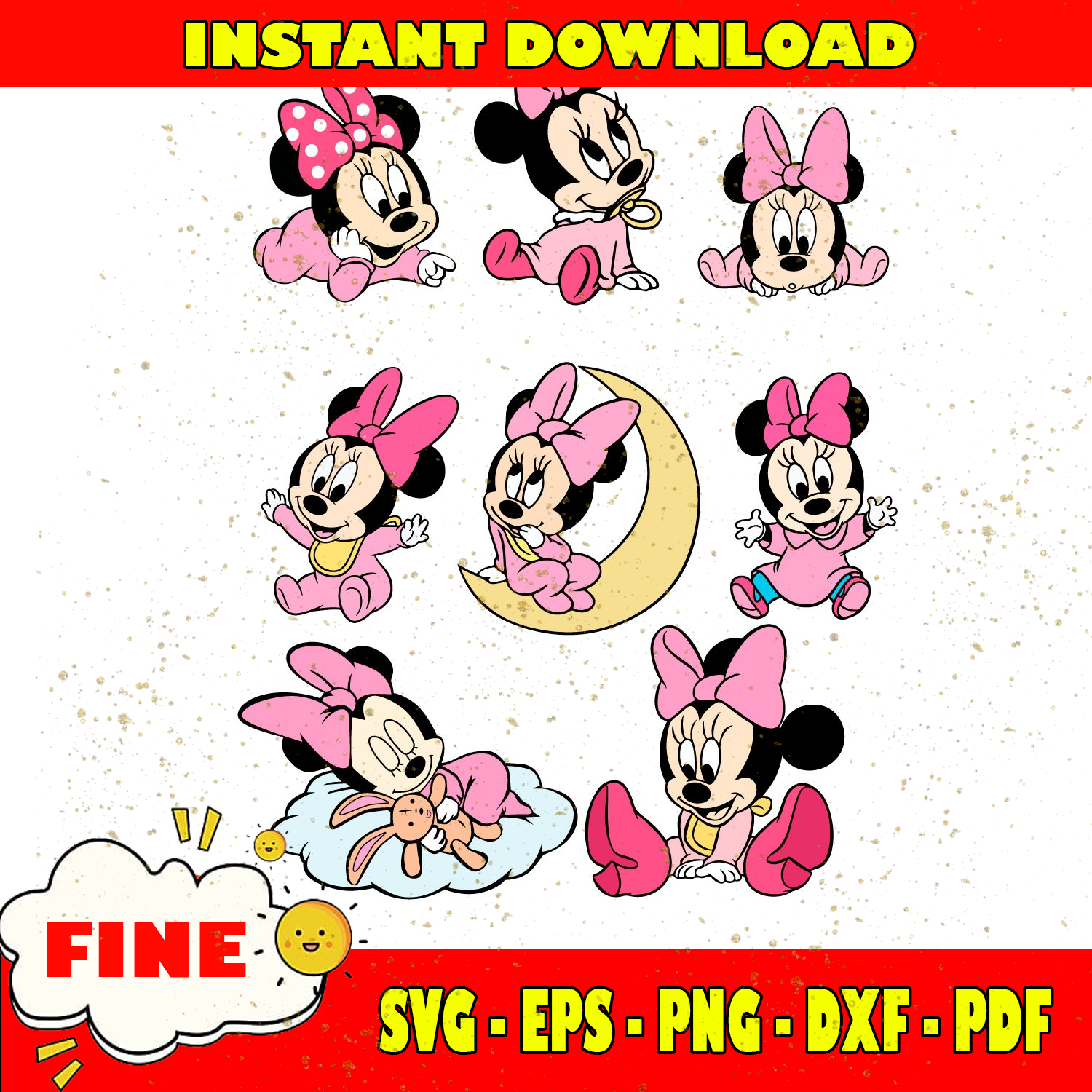 8 Files Of Baby Minnie Mouse In Pink Suit Bundle SVG High Qu | Inspire ...