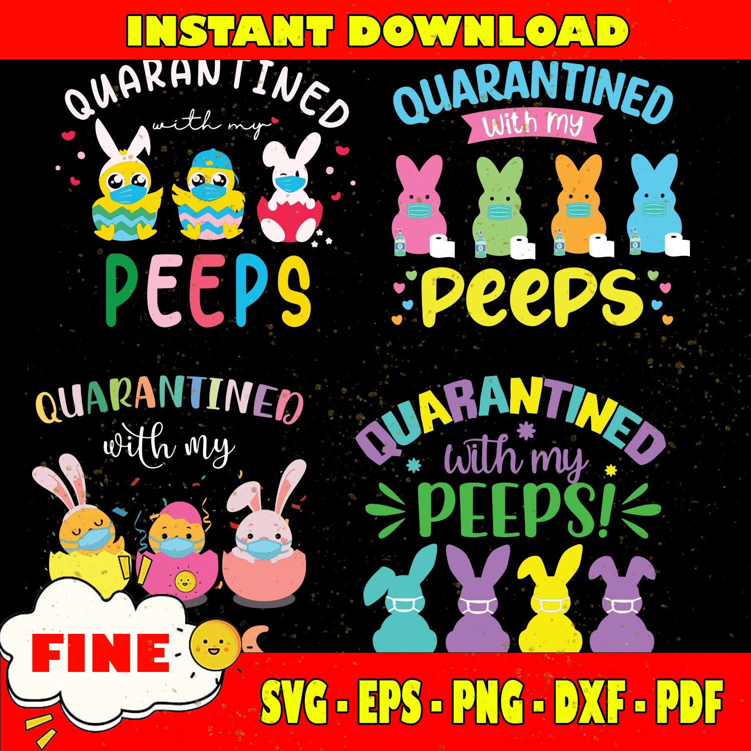 Quarantined With My Peeps Bundle SVG High Quality, Easter SV | Inspire ...