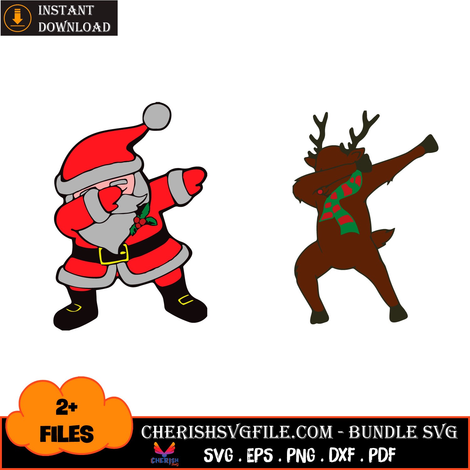 Christmas Dabbing Santa ClausAnd Reindeer Bundle Svg | Inspire Uplift