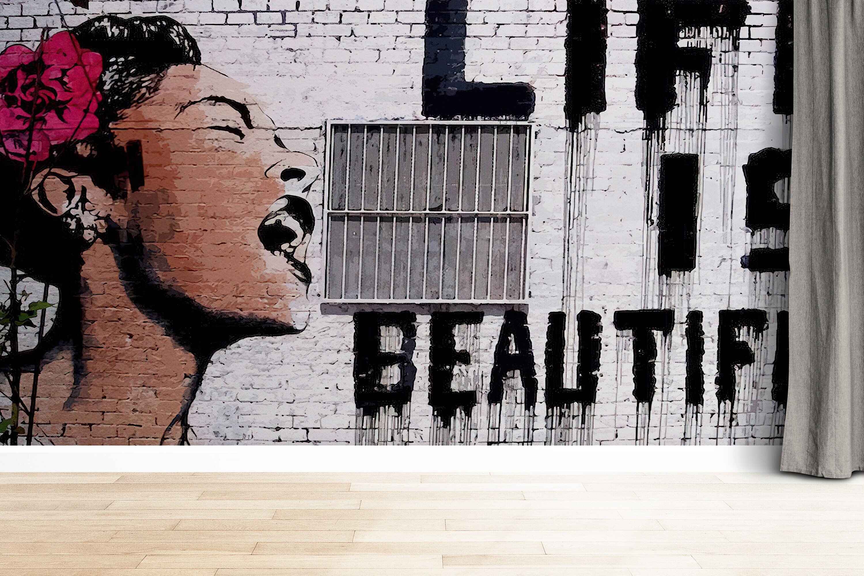 Banksy Life Is Beautiful Wallpaper, Woman Graffiti Wall Art, - Inspire ...