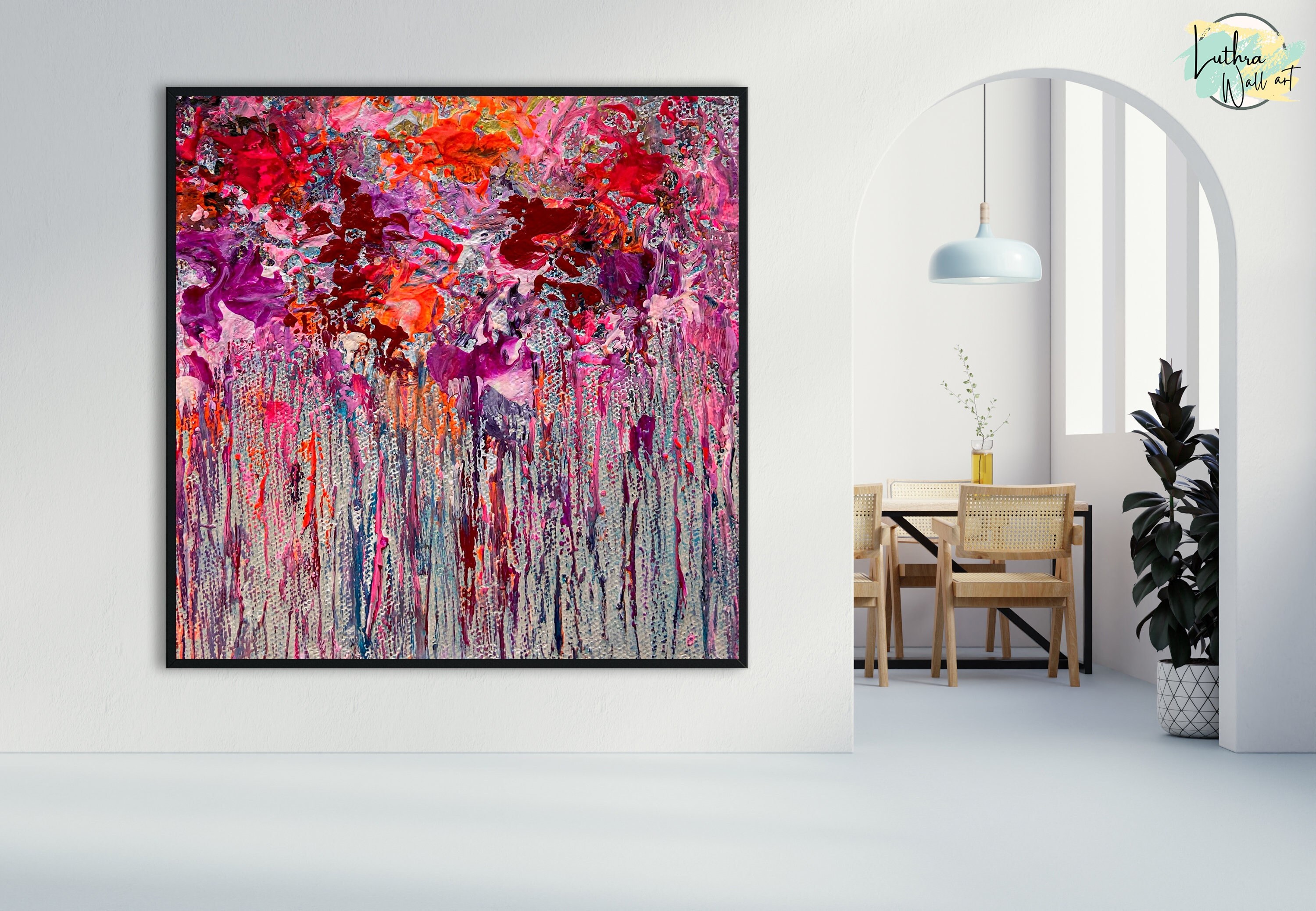 Pink Flower Painting Abstract xl Wall Art Abstract Colorful | Inspire ...