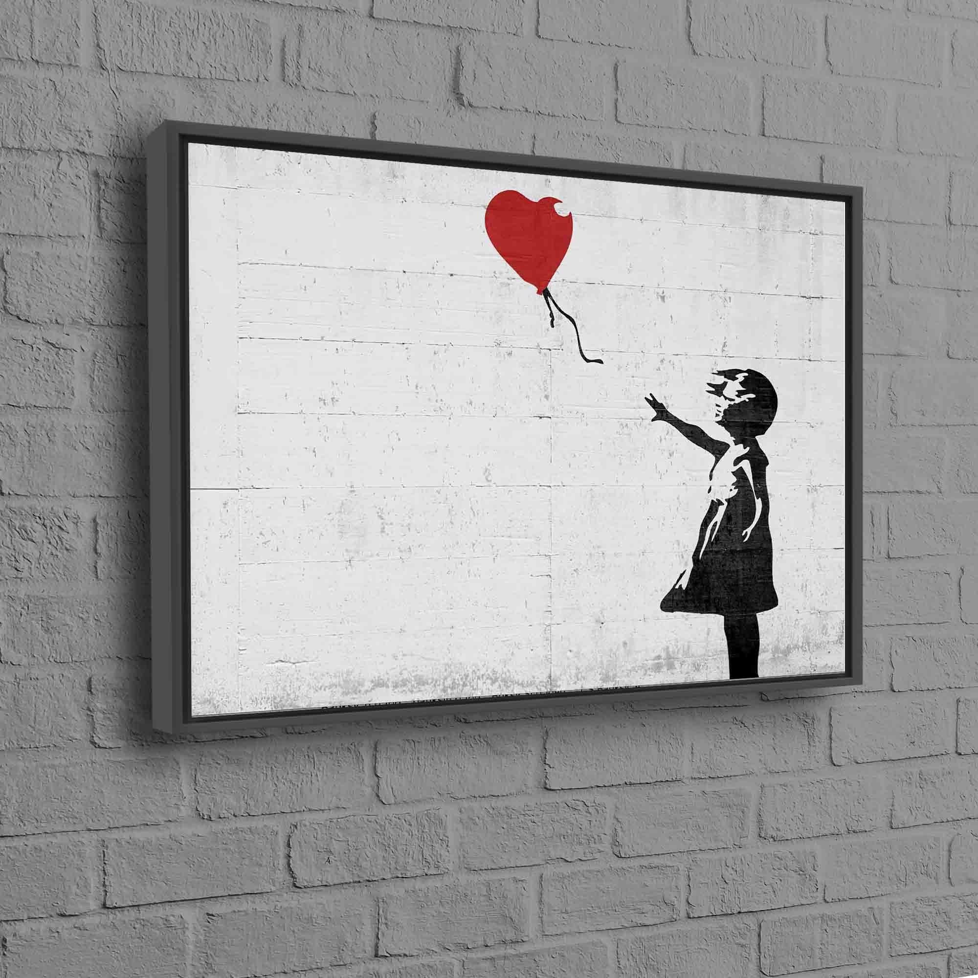 Banksy Girl With Balloon, Red Printed, Balloon Canvas, Urban | Inspire ...