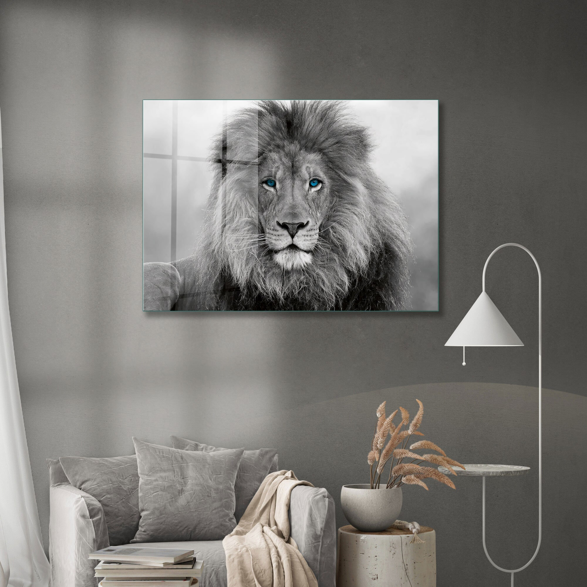 Glass Wall Art Blue Eyed Lion Wall Art Tempered Glass Wall Inspire