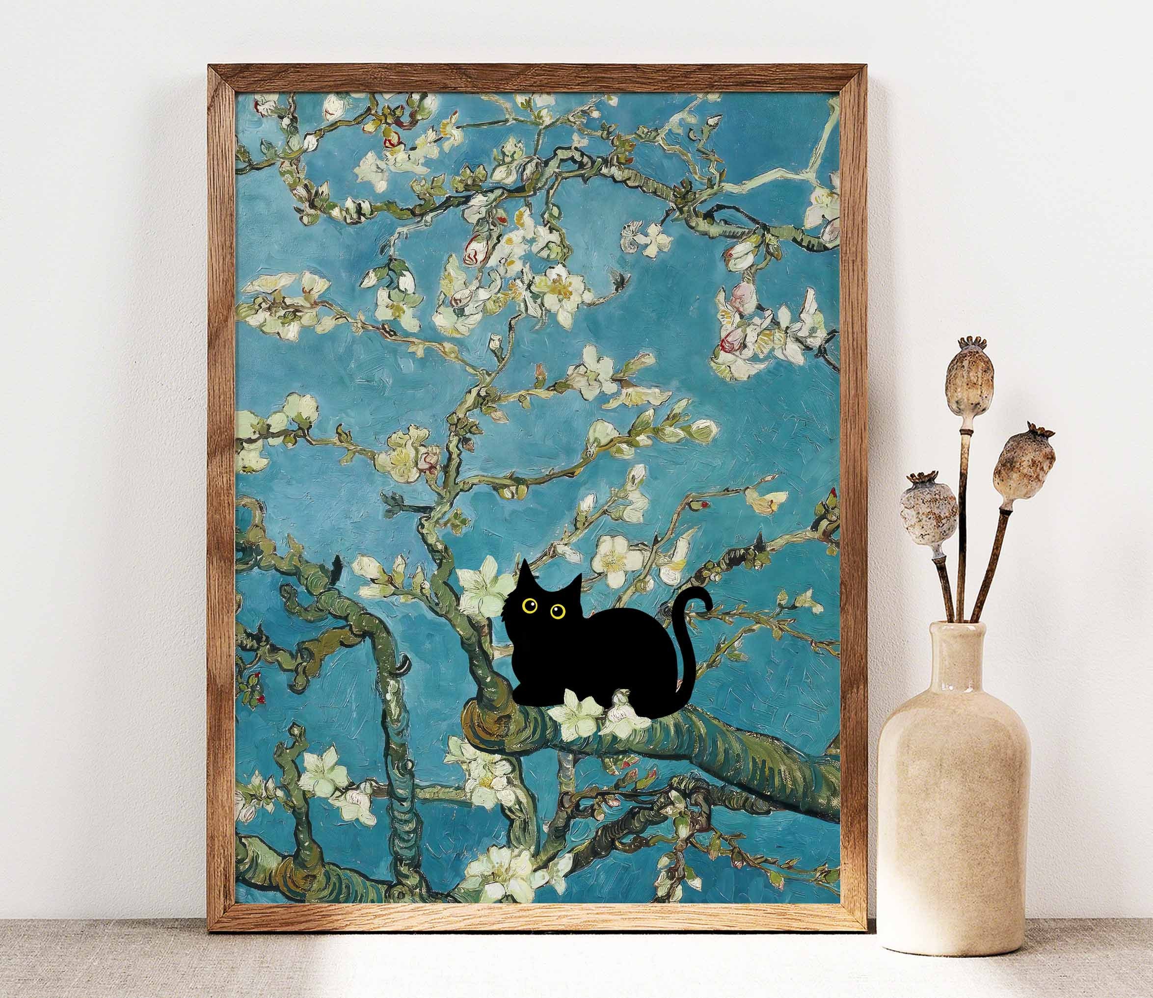 Black Cat Art, Vincent Van Gogh's Almond Blossom Cat Print, | Inspire ...